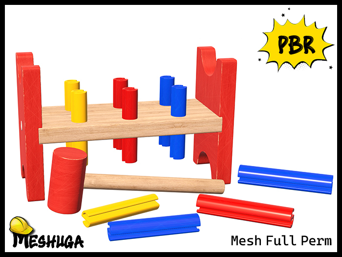 Second Life Marketplace - Meshuga PBR Kids - Pound a Peg Toy FULL PERM MESH